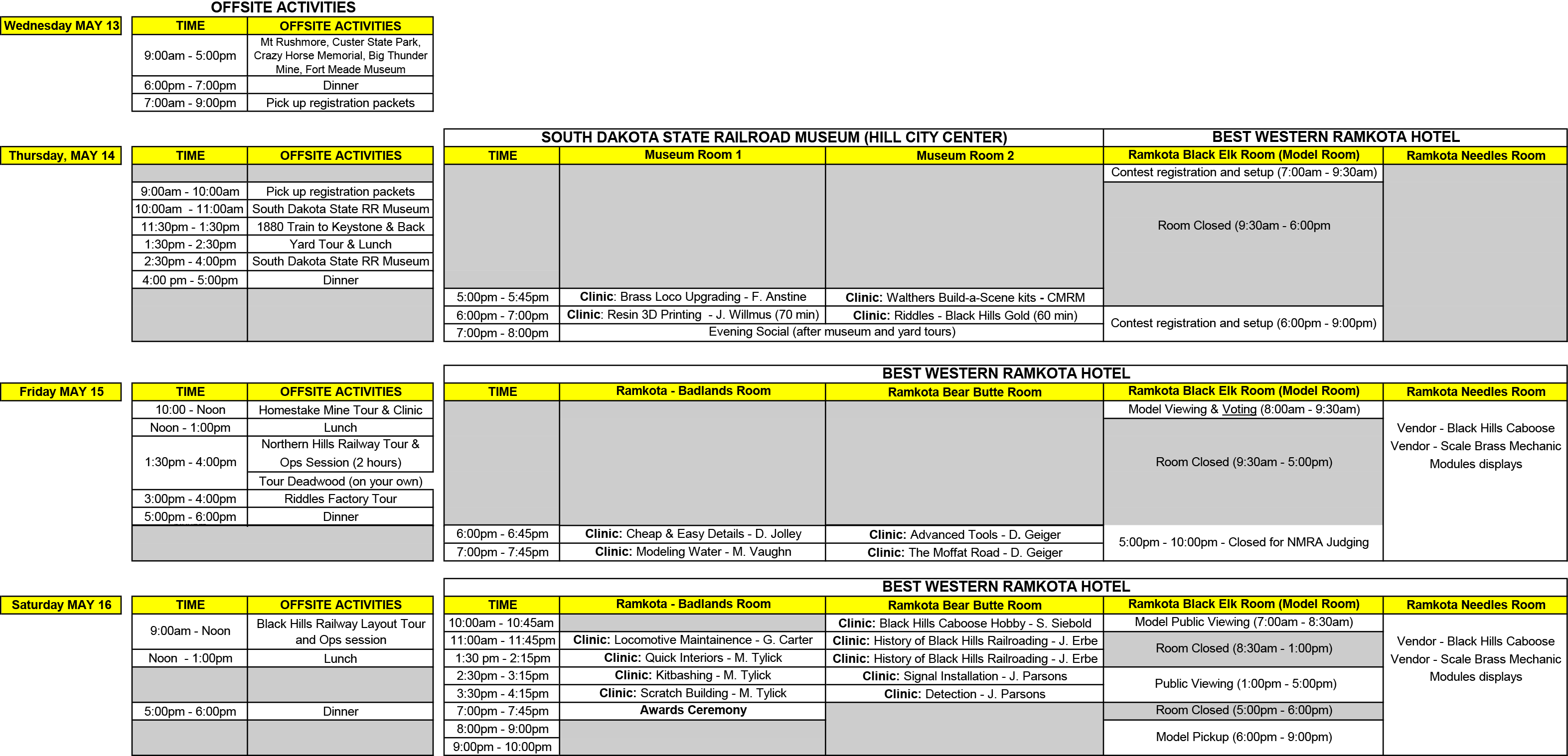 Timetable